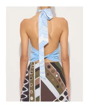 Emilio Pucci Printed Silk Twill Halterneck Top