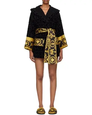 Versace Baroque Printed Belted Waist Robe