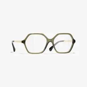 Chanel Acetate & Metal Square Eyeglasses - Olive
