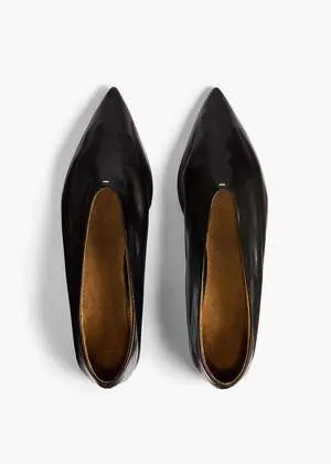 Khaite Miriam Ballerina Flat In Glazed Leather - Black