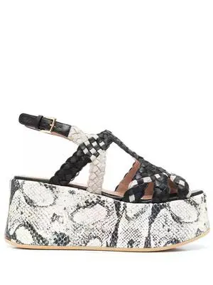 Alberta Ferretti Snakeskin Print Platform Sandals