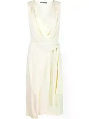 Alberta Ferretti Ivory White Wrap Midi Dress