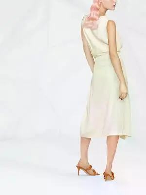 Alberta Ferretti Ivory White Wrap Midi Dress
