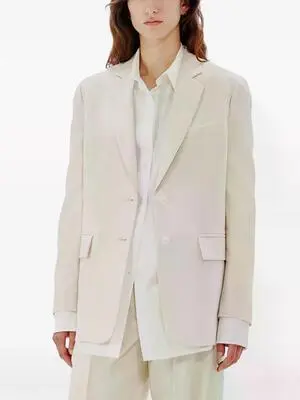 Another Tomorrow Oversized Single-breasted Blazer In Cream White Merino Wool - Neutrals