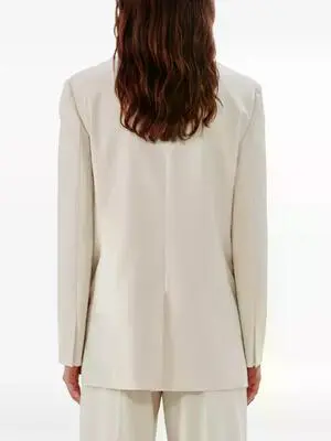 Another Tomorrow Oversized Single-breasted Blazer In Cream White Merino Wool