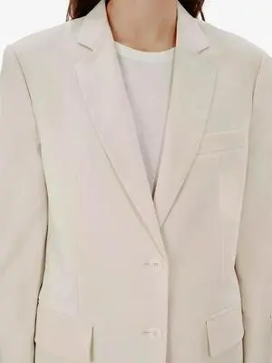 Another Tomorrow Oversized Single-breasted Blazer In Cream White Merino Wool