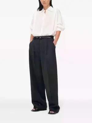 Another Tomorrow Asymmetric Pleated Silk Shirt