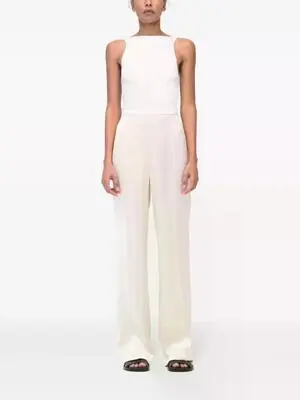 Another Tomorrow Pintuck Straight-leg Viscose Trousers