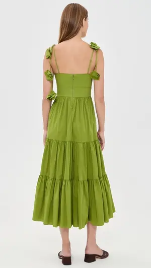 Cinq À Sept Kael Dress With Floral Embellishments - Dark Lime