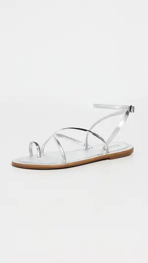 Schutz Valeria Metallic Leather Sandals - Prata