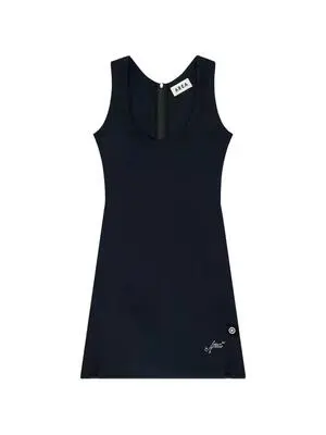 AREA Logo-embroidered Ribbed Knit Mini Dress