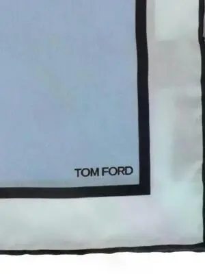 TOM FORD Logo-detail Contrast-border Pocket Square - Blue