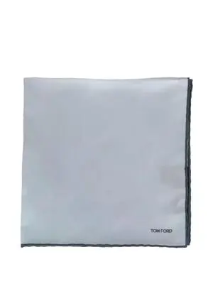 TOM FORD Logo-print Silk Pocket Square - Grey