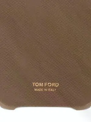 TOM FORD Logo-print Grained-leather Phone Case - Brown