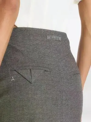 Manière De Voir Tailored Box-pleat Wool-blend Linen Skirt - Grey