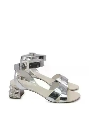 Miu Miu Crystal-embellished Patent Leather Sandals