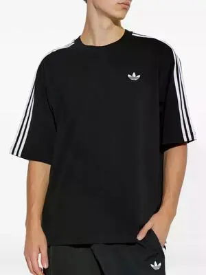 Adidas Logo-embroidered Stripe-detail T-shirt