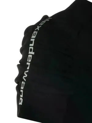 Alexander Wang Ruched Sleeve Logo Print Dress