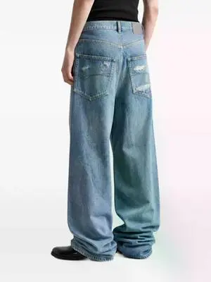 Balenciaga Distressed Wide-leg Jeans - Blue