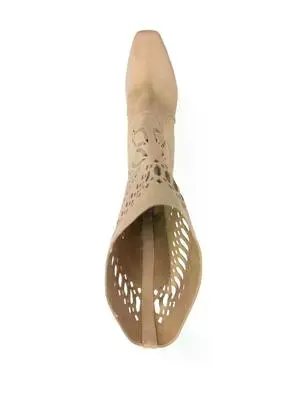 Alberta Ferretti Perforated Suede Ankle Boots