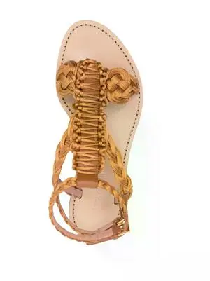 Alberta Ferretti Braided Open Toe Ankle Strap Sandals