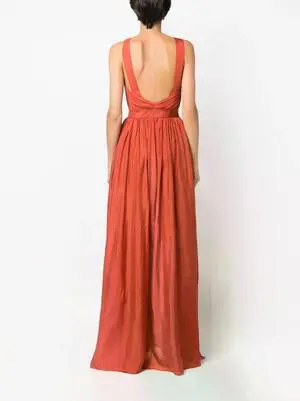 Alberta Ferretti Pleated Sleeveless Maxi Dress