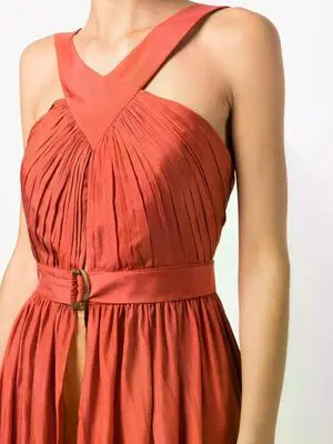 Alberta Ferretti Pleated Sleeveless Maxi Dress