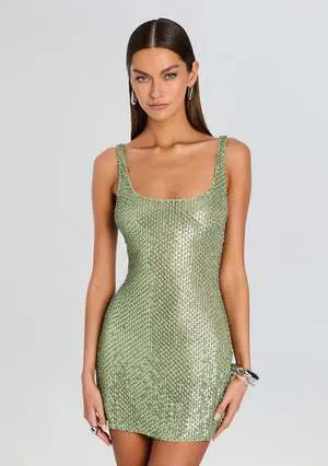 Retrofete The Theolonia Sequin Mini Dress - Matcha