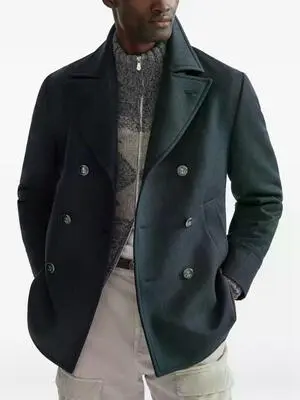 Brunello Cucinelli Wool And Cashmere Cavalry Pea Coat With Metal Buttons