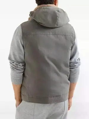 Brunello Cucinelli Waxed Techno-cotton Down Vest With Detachable Hood