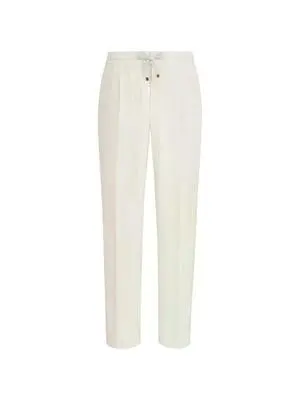 Brunello Cucinelli Garment-dyed Cotton Corduroy Trousers With Double Pleats - Neutrals