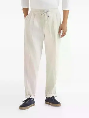 Brunello Cucinelli Garment-dyed Cotton Corduroy Trousers With Double Pleats - Neutrals