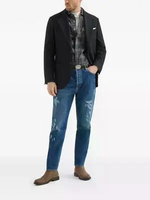 Brunello Cucinelli Cashmere Panama Deconstructed Blazer With Patch Pockets