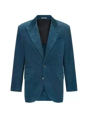Brunello Cucinelli Denim-effect Cotton Velvet Tailor Blazer With Peak Lapels