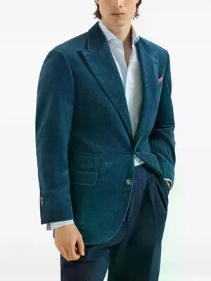 Brunello Cucinelli Denim-effect Cotton Velvet Tailor Blazer With Peak Lapels