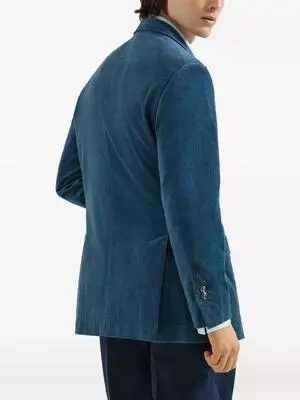 Brunello Cucinelli Denim-effect Cotton Velvet Tailor Blazer With Peak Lapels