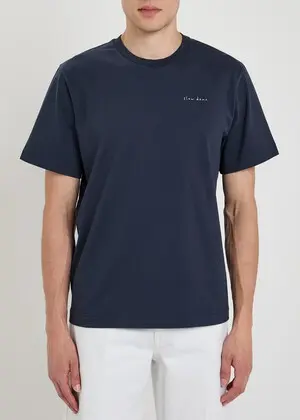 FORET Embroidered Cotton T-shirt - Navy