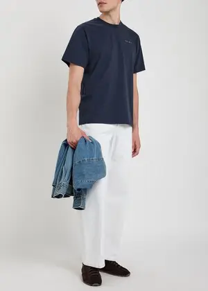 FORET Embroidered Cotton T-shirt - Navy