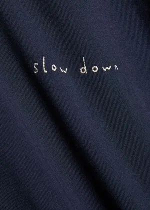 FORET Embroidered Cotton T-shirt - Navy