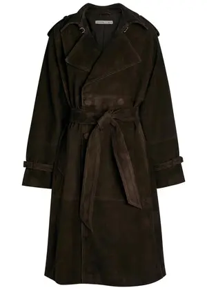 AARON ESH Double-breasted Suede Trench Coat