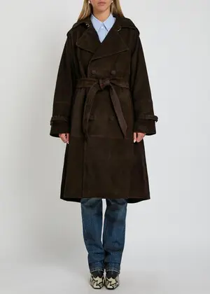 AARON ESH Double-breasted Suede Trench Coat