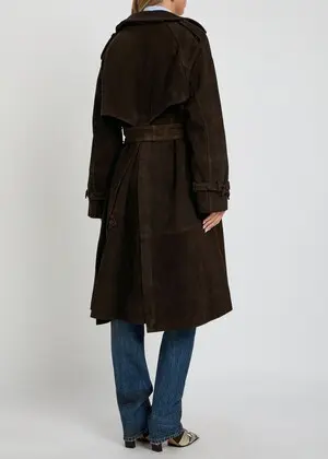 AARON ESH Double-breasted Suede Trench Coat