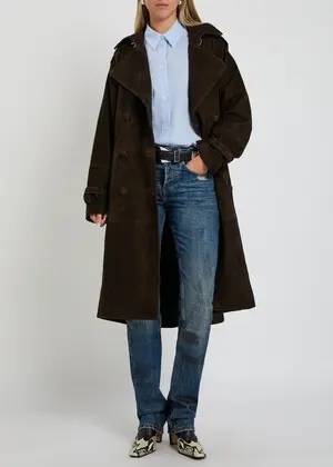 AARON ESH Double-breasted Suede Trench Coat