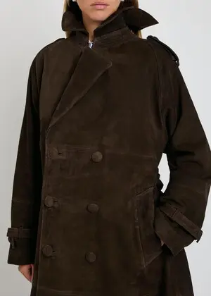 AARON ESH Double-breasted Suede Trench Coat