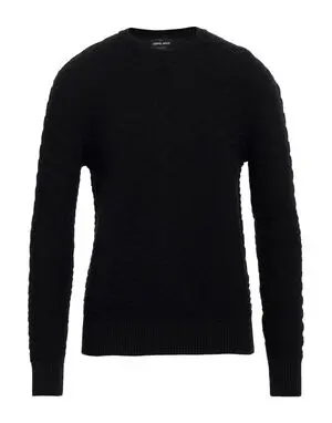 Giorgio Armani Virgin Wool & Polyester Crewneck Sweater - Black