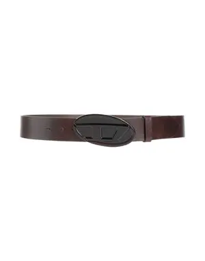 DIESEL® Dark Cow Leather Belt With Zamak Buckle - Brown