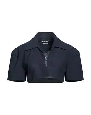 Jacquemus Cropped Hemp And Cotton Top - Navy