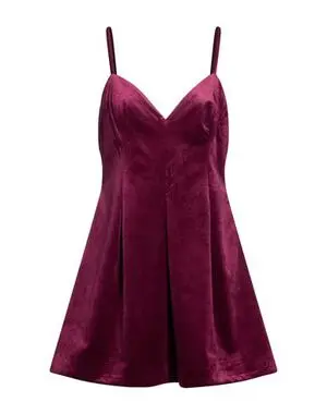 VICOLO Mini Dress In Velvet - Burgundy
