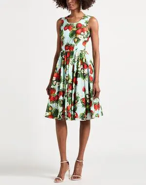Dolce & Gabbana Cotton Poplin Floral Print Midi Dress