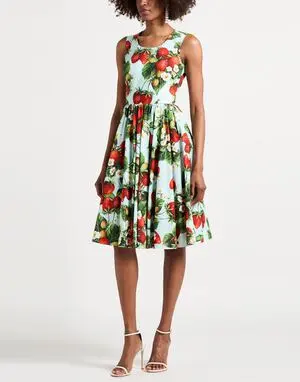 Dolce & Gabbana Cotton Poplin Floral Print Midi Dress